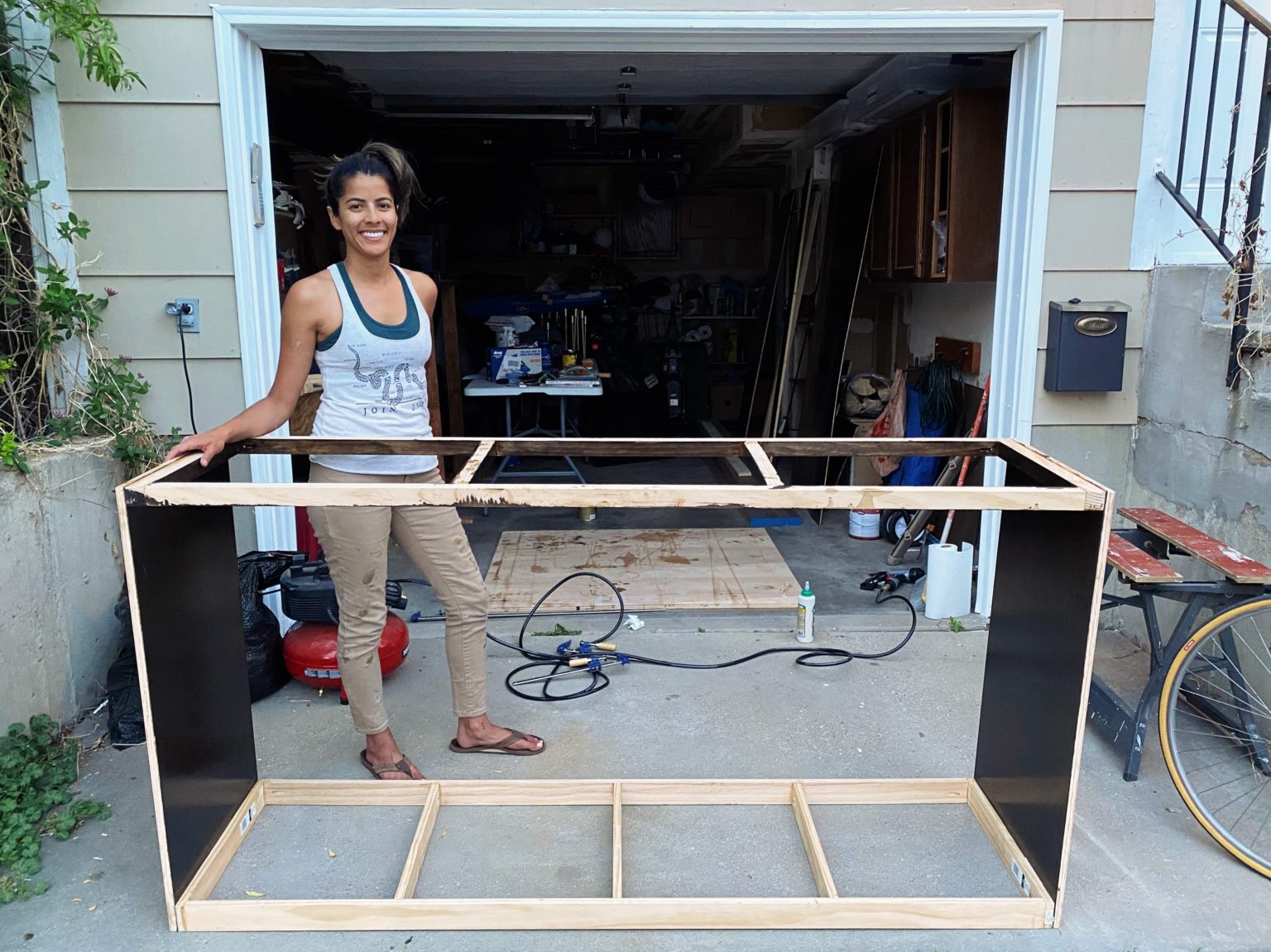 DIY Bar Cabinet Plans with Mini-Fridge & Sliding Doors - Mamá in Medellín